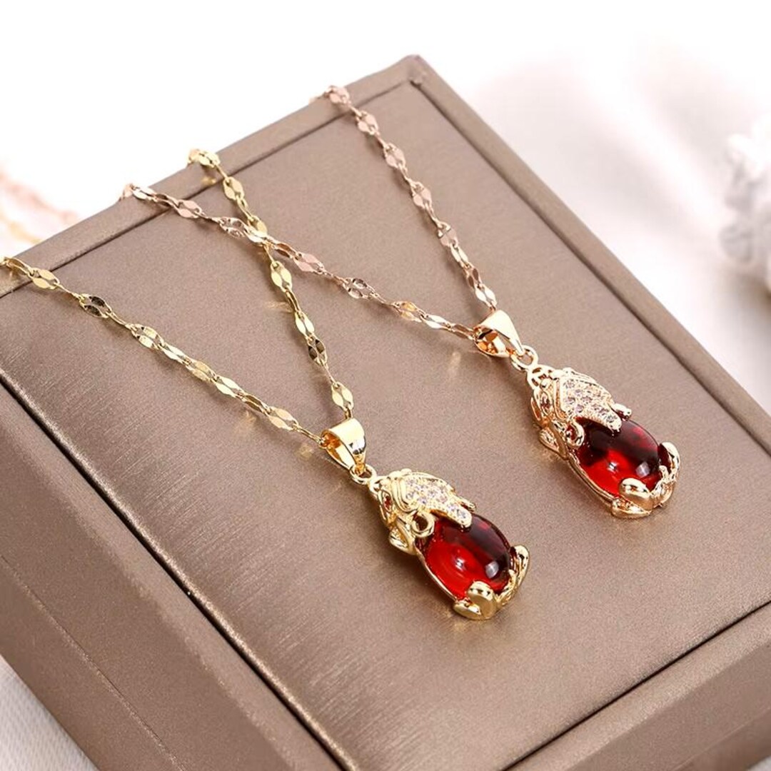 Vintage Style Red Crystal Brave Troops Pendant Stainless Steel Women ...
