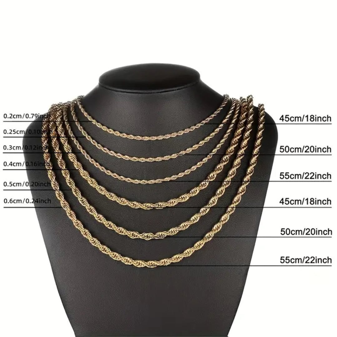 Twisted Rope Chain Necklace, Elegant & Simple Style, Hip Hop Neck Chain ...