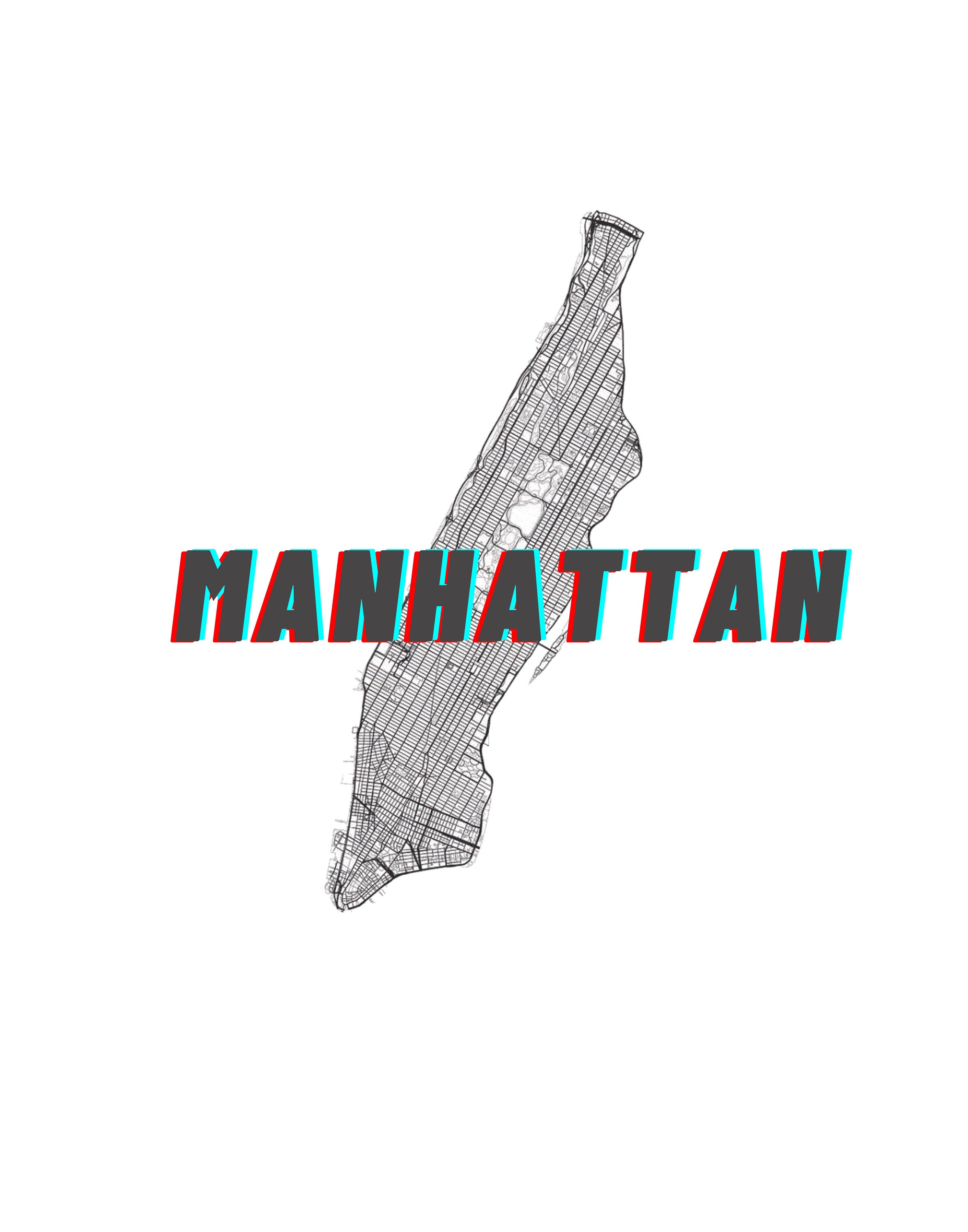 Manhattan City Map Outline Printable Wall Art - Etsy