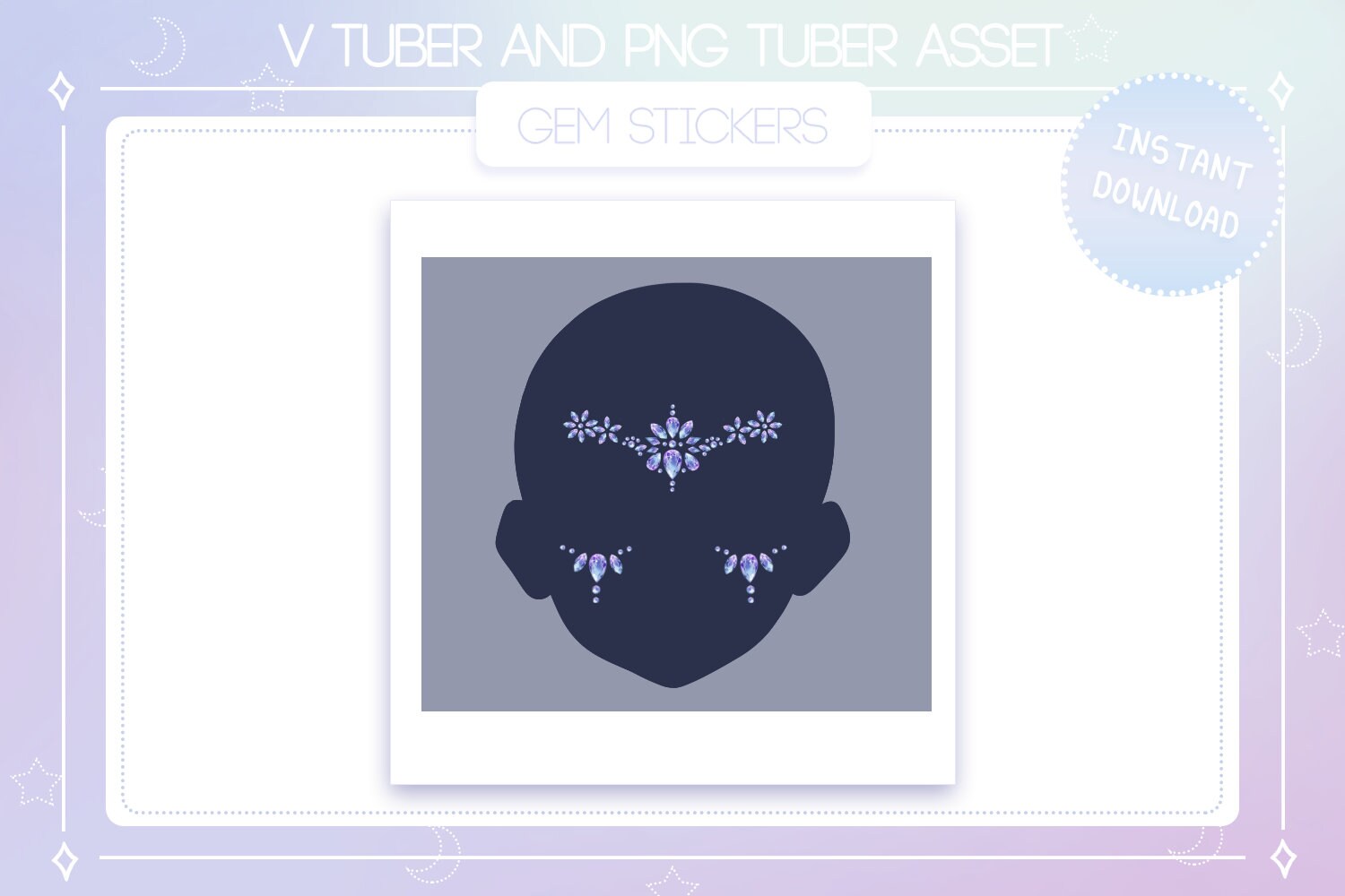 Premade Png-tuber & V-tuber Asset Face Glitter Tattoo Gemstones Png ...