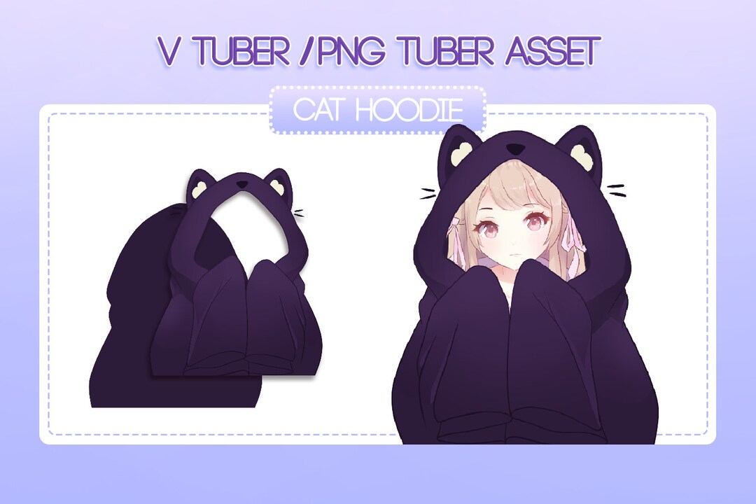 Premade PNG Tuber & V Tuber Asset Black Cat Hoodie Blanket PNG Tuber ...