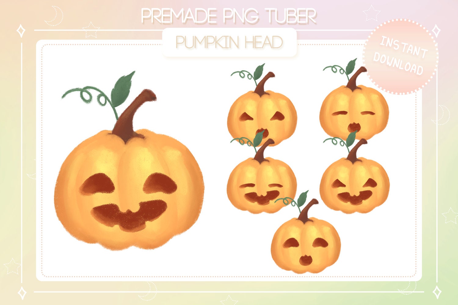 Premade PNG-Tuber Pumpkin Head PNG-tuber, Vtuber, Livestreaming, Stream ...