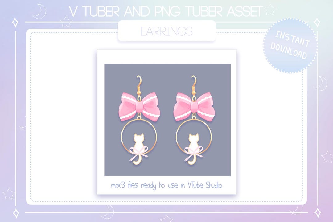 Rigged Ready to Use Png-tuber & V-tuber Asset Cat Bow Earring PNG Tuber ...