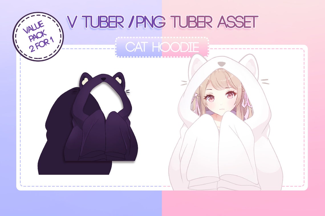Premade PNG Tuber & V Tuber Asset Black and White Cat Blanket PNG Tuber ...