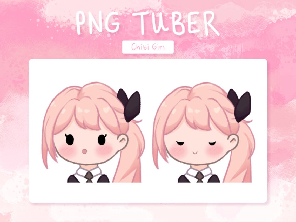 Premade PNG Tuber Cute Pink Chibi Png Tuber, Vtuber, Live Streaming ...