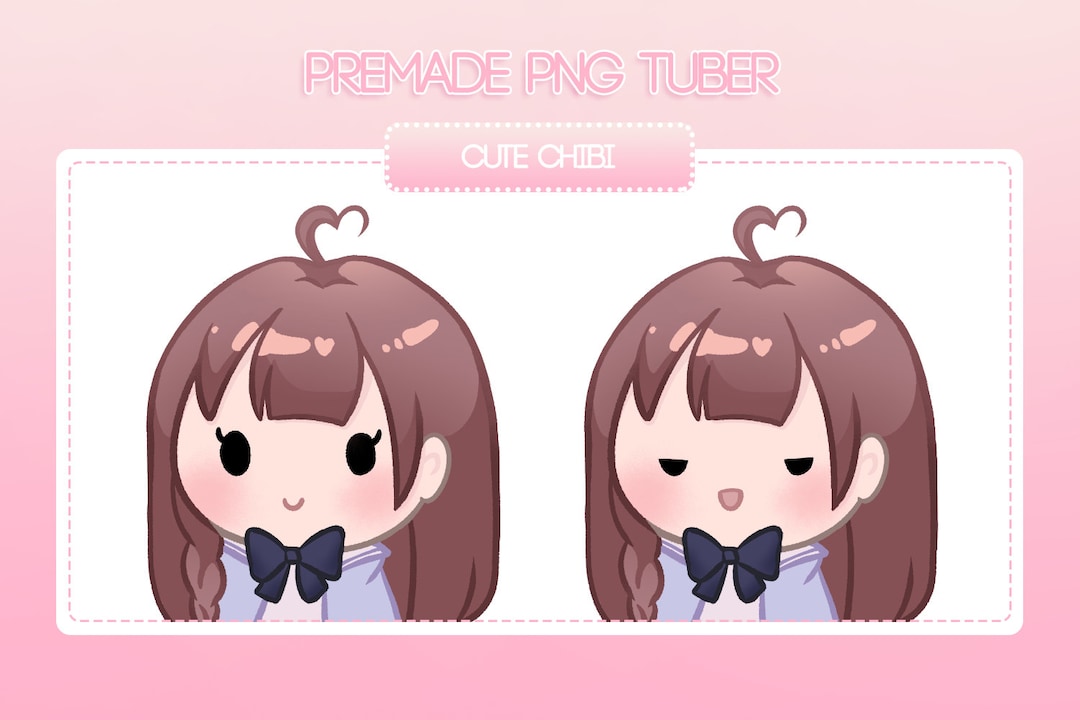 Premade PNG Tuber Chibi Brown Hair Girl Png Tuber, Vtuber, Live ...