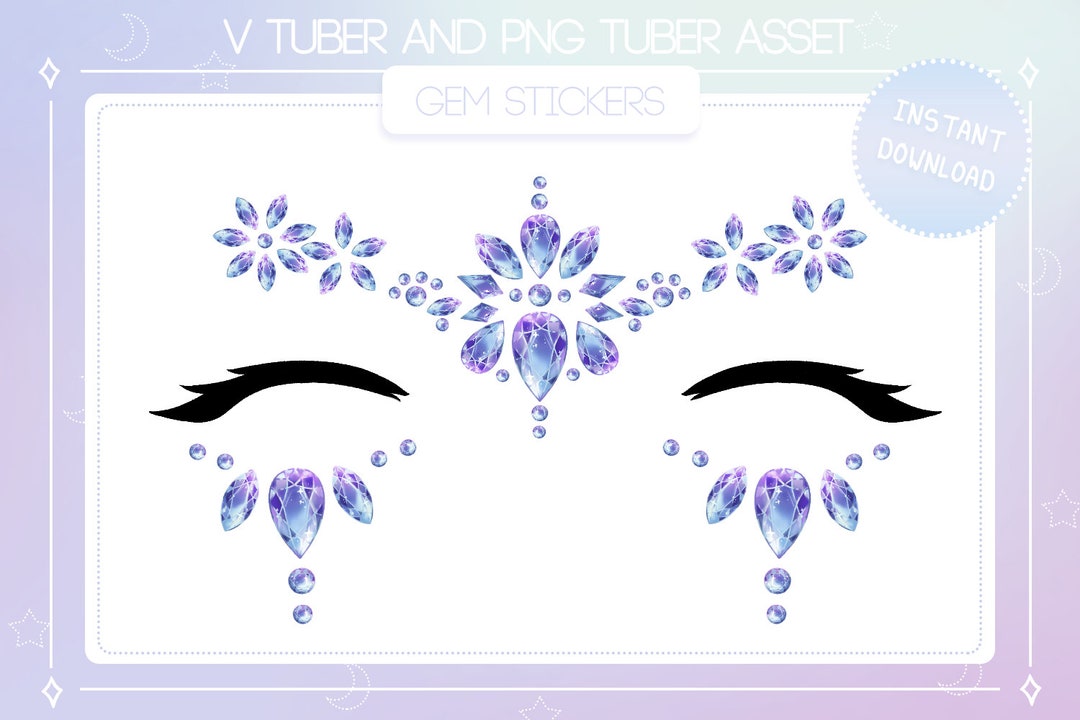 Premade Png-tuber & V-tuber Asset Face Glitter Tattoo Gemstones Png ...