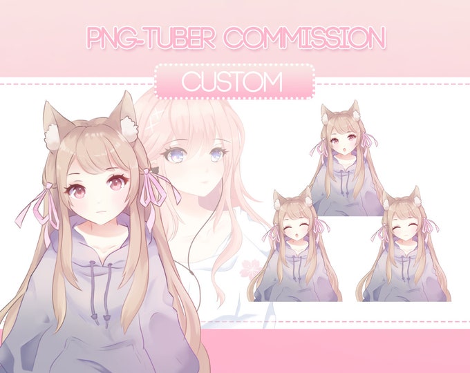 Premade PNG Tuber Chibi Cat Ears Png Tuber, Vtuber, Live Streaming, Stream, Twitch, Youtube, Obs ...