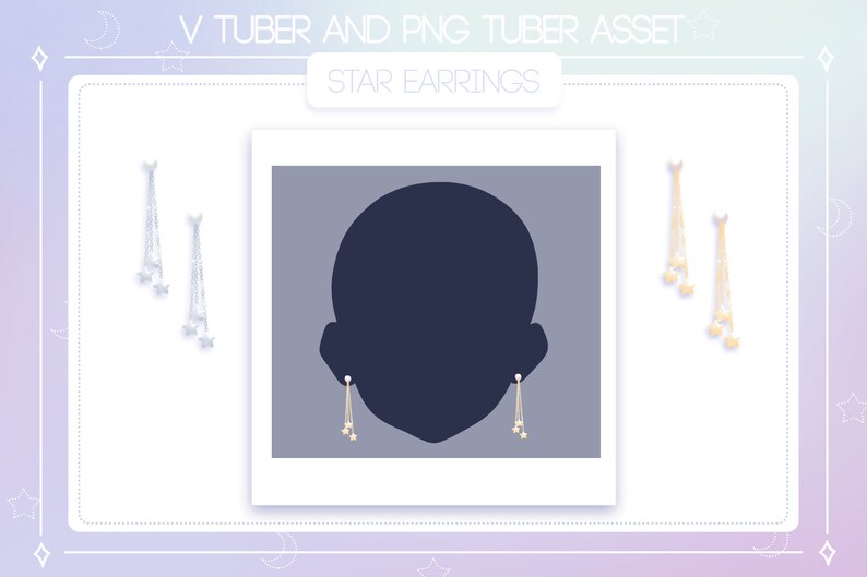 Premade PNG Tuber & V Tuber Asset Star Earrings Jewelry PNG Tuber ...