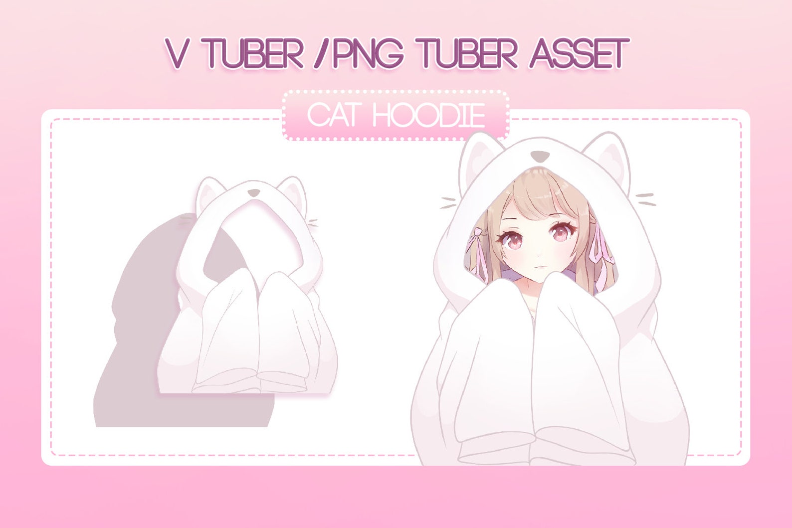 Premade PNG Tuber & V Tuber Asset White Cat Hoodie Blanket PNG Tuber, Vtuber, Live2d ...