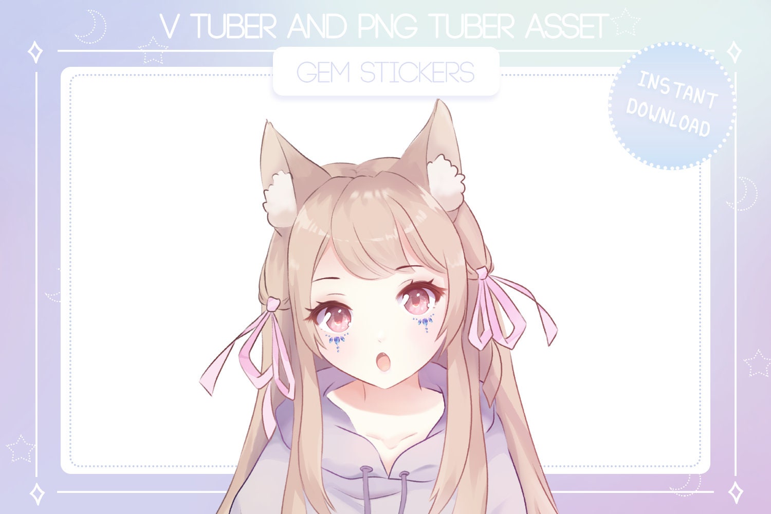 Premade Png-tuber & V-tuber Asset Face Glitter Tattoo Gemstones Png ...