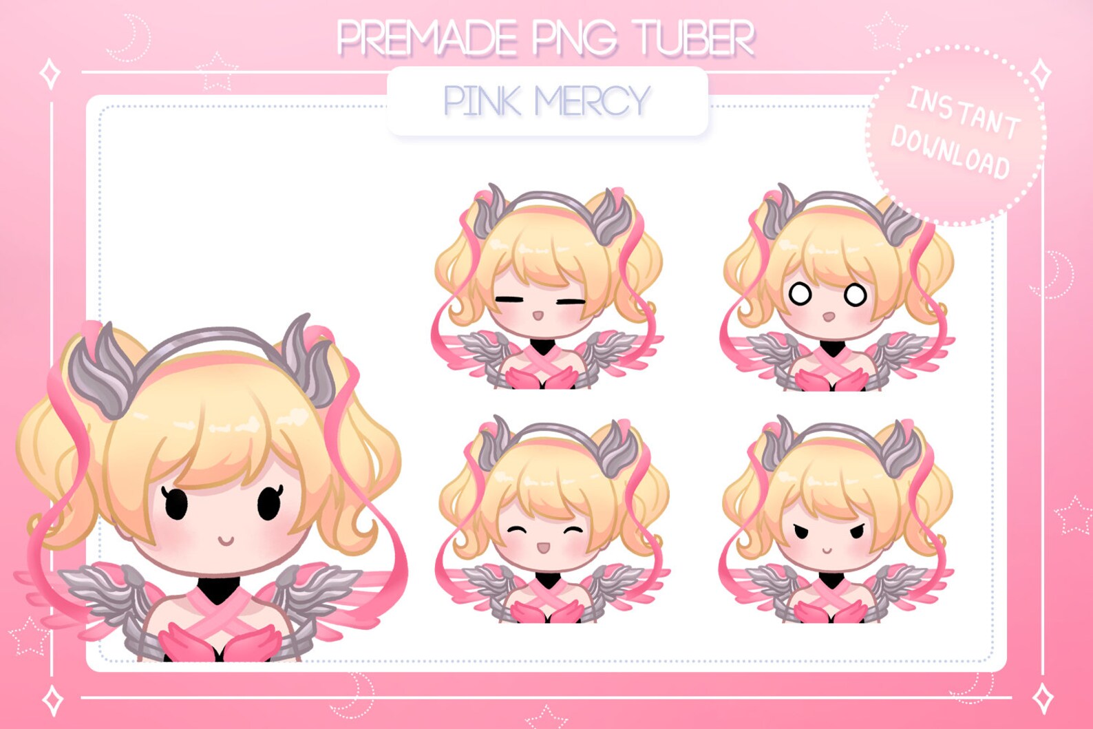 Premade PNG Tuber Chibi Pink Mercy Overwatch Png-tuber, Vtuber ...