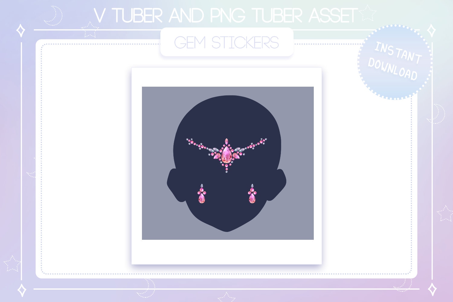 Premade Png-tuber & V-tuber Asset Face Glitter Tattoo Gemstones Png ...