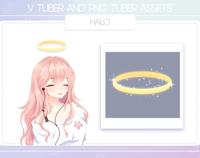 Premade PNG Tuber & V Tuber Asset Cute Halo PNG Tuber, Vtuber, Live2d ...