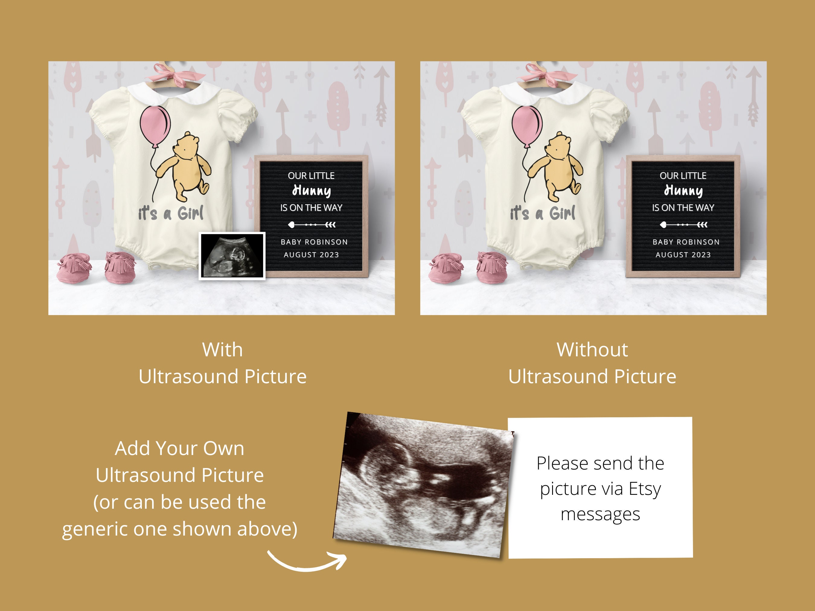 Girl Digital Baby Gender Announcement for Social Media | Winnie the ...
