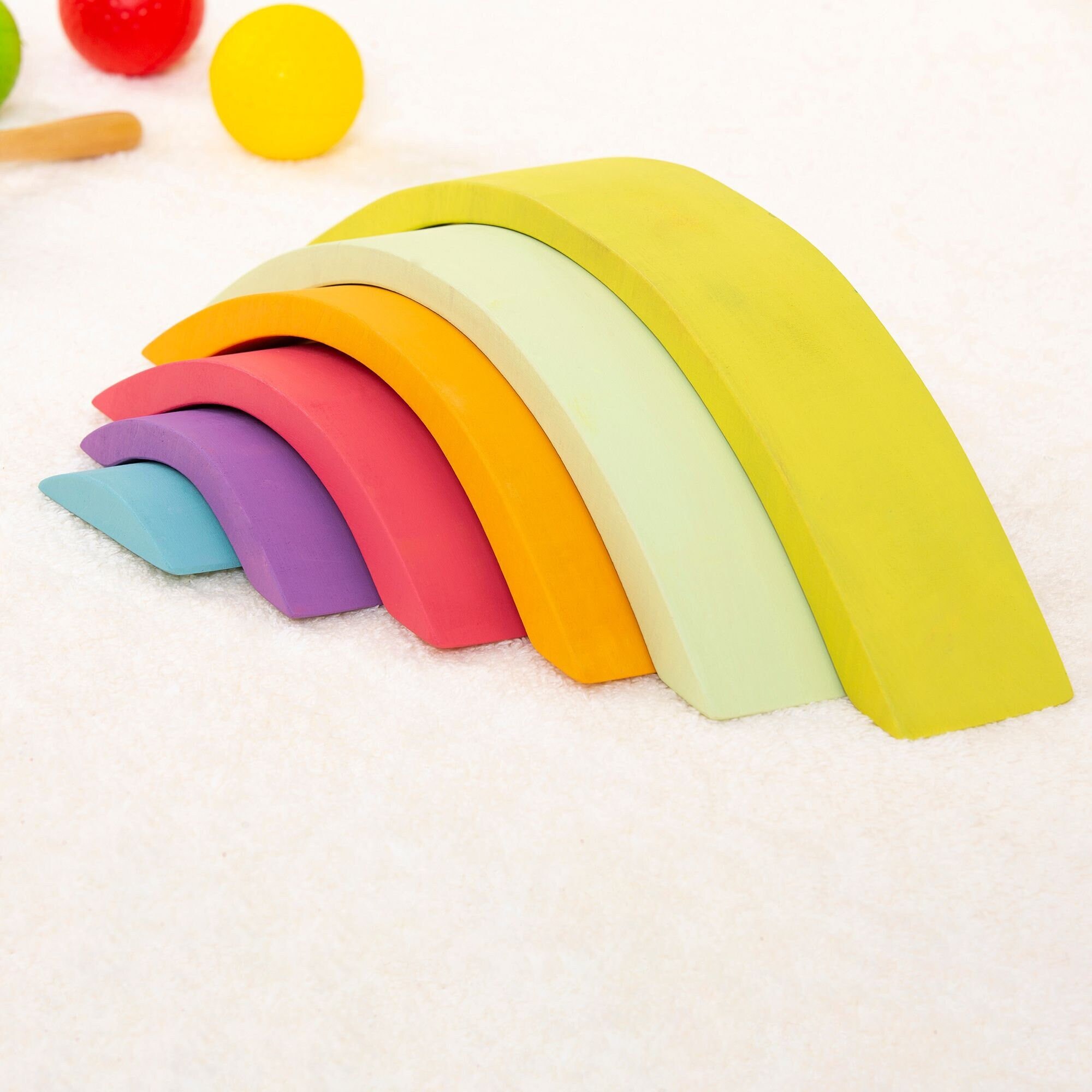 Wooden Bridge Stacker Toy, Montessori Pastel Bridge Puzzle, Waldorf ...