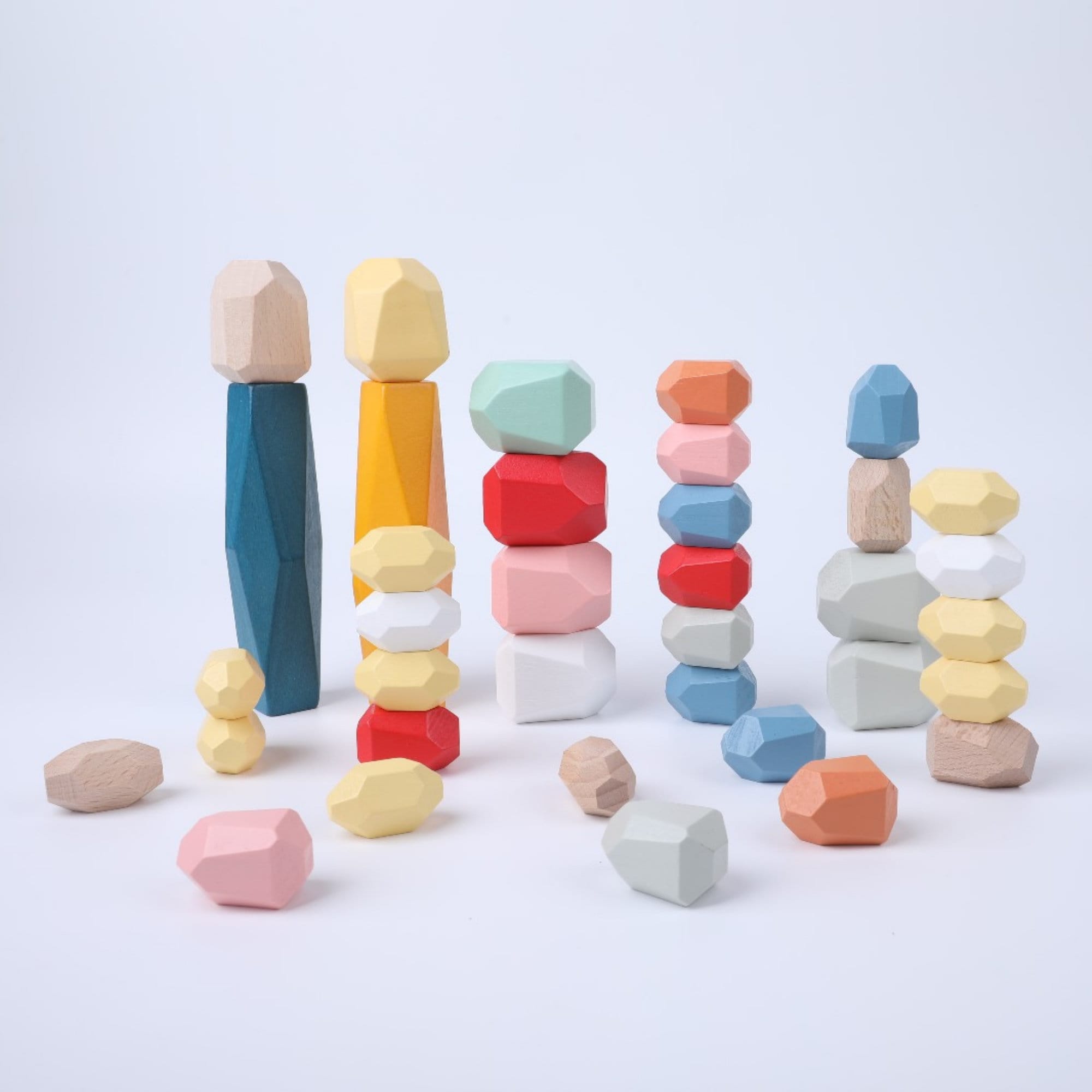 Wood Lacing Toy Balancing Toy, Montessori Stacking Rocks Toy, Balancing ...