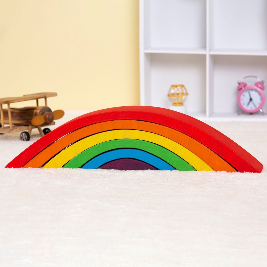 Wooden Rainbow Bridge Stacker Toys Montessori Bridge Toys - Etsy
