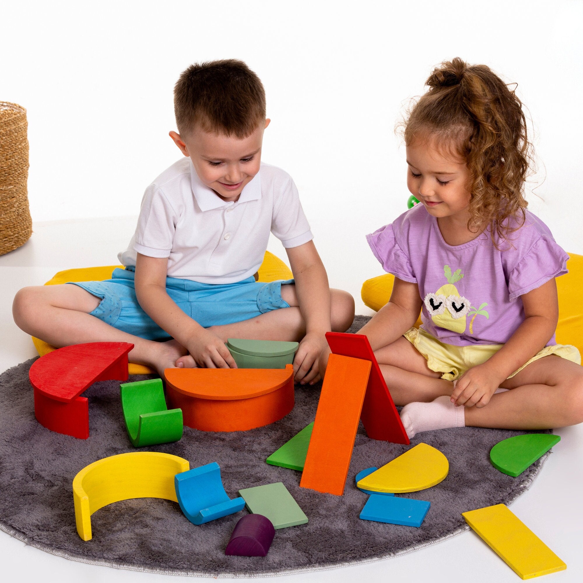Wooden Rainbow Stacker Toy, Waldorf Semicircle Set, Rainbow Stacking ...