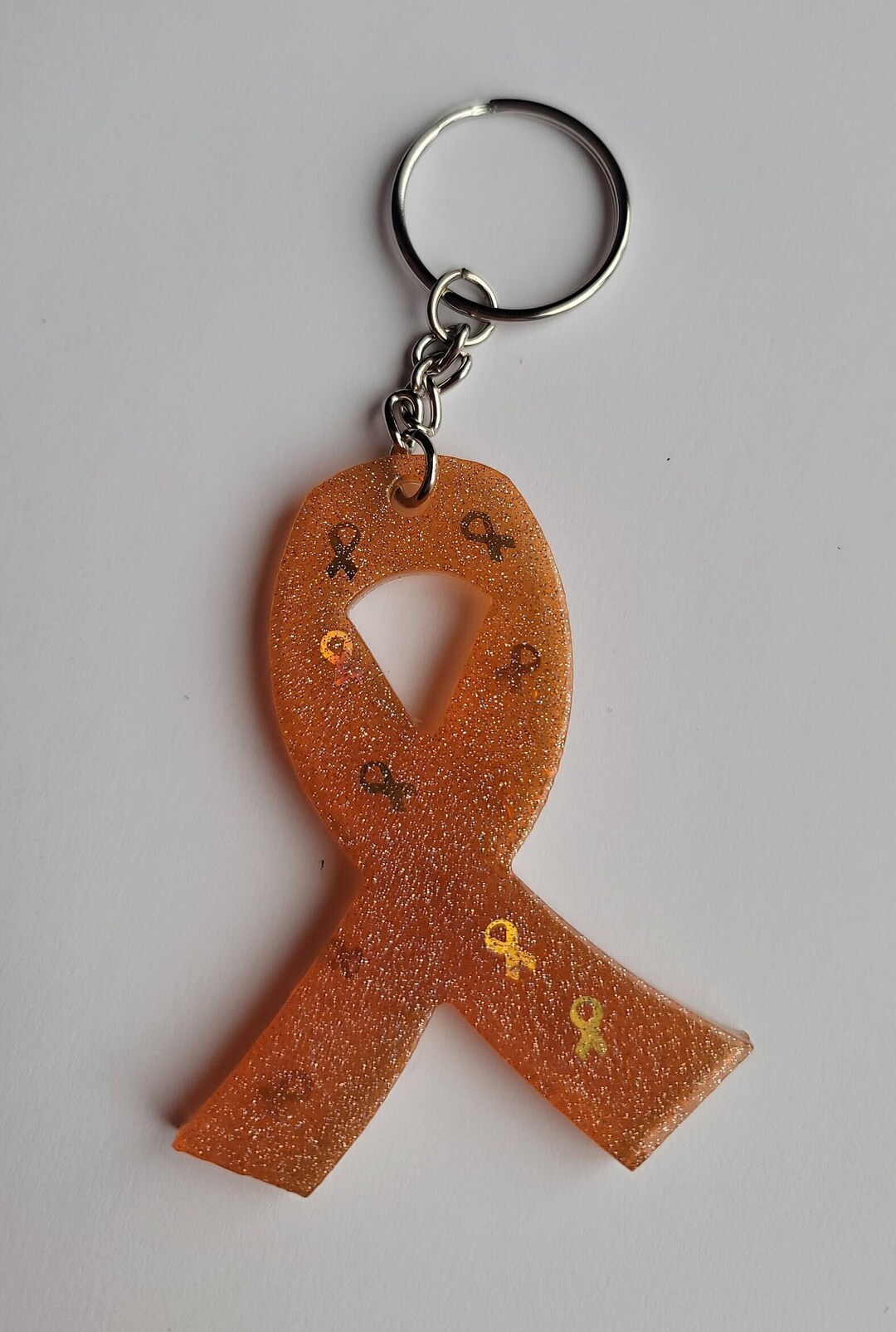 Orange Cancer Ribbon With Gold Awareness Leukemia Keychain Key Chain - Etsy