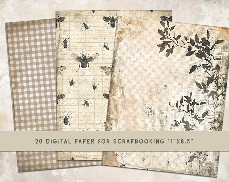 Botany & Bugs #1 Junk Journal Paper, Insects Scrapbooking, Botanical ...