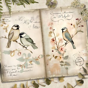 Birds Junk Journal Kit, Spring Flowers Ephemera, Scrapbooking Paper ...