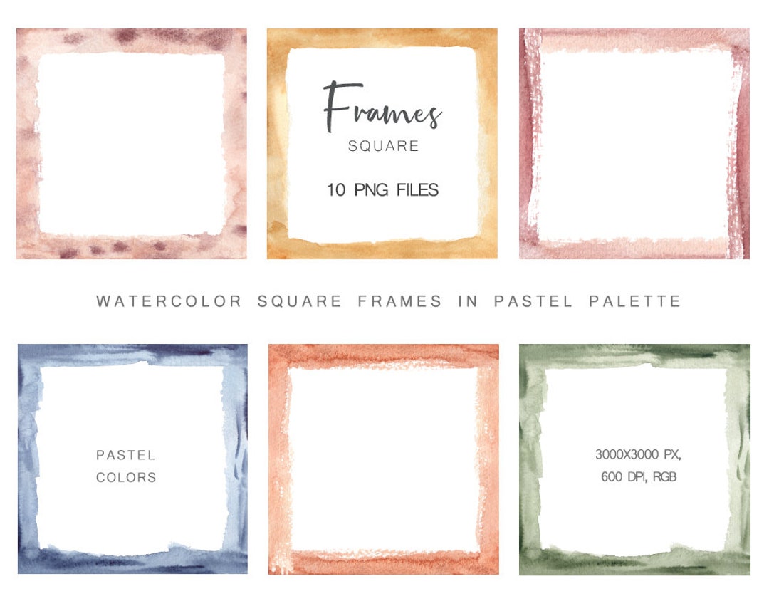 Watercolor Clipart Frames, Color Pastel Frames, Photo Frames, Birthday ...