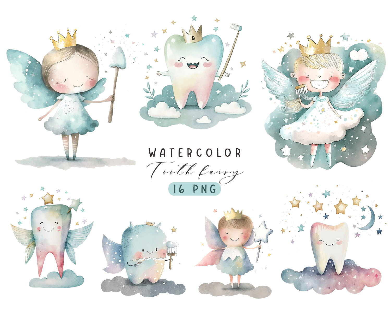 Tooth Fairy Clipart Watercolor Fairy Characters Clipart - Etsy Australia