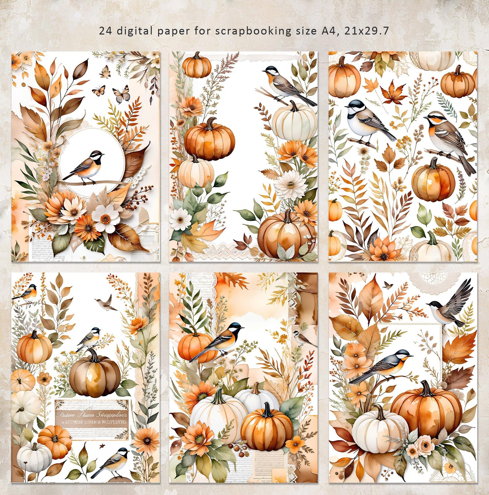 A4 Autumn Breeze-2 Paper Set, Autumn Watercolor Journal Pages ...