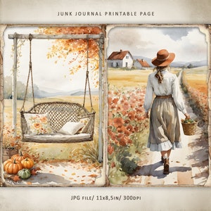 Autumn Junk Journal Kit, Watercolor Autumn Printable Pages, Autumn ...