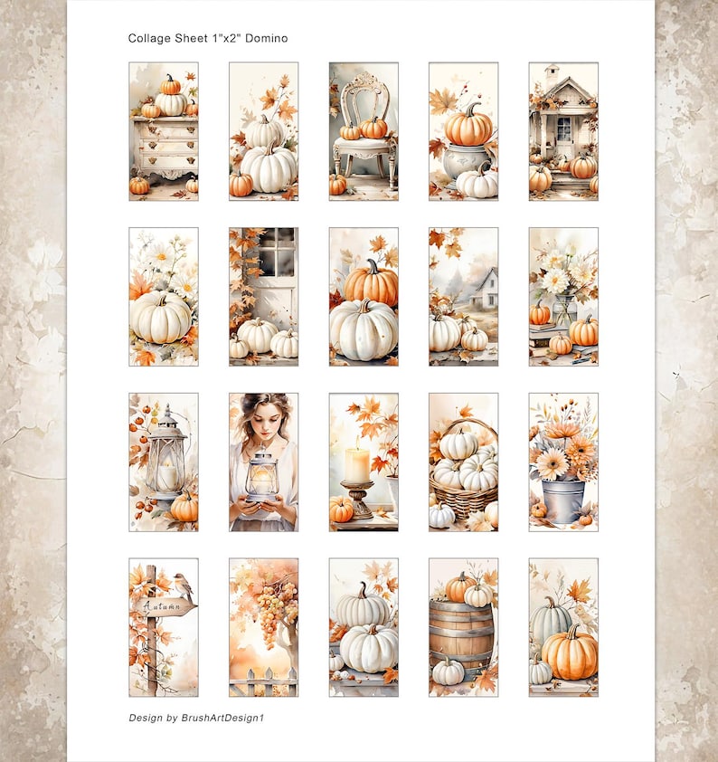 Rustic Autumn Collage Sheet Printable, Digital Collage Sheet 1"x2 ...