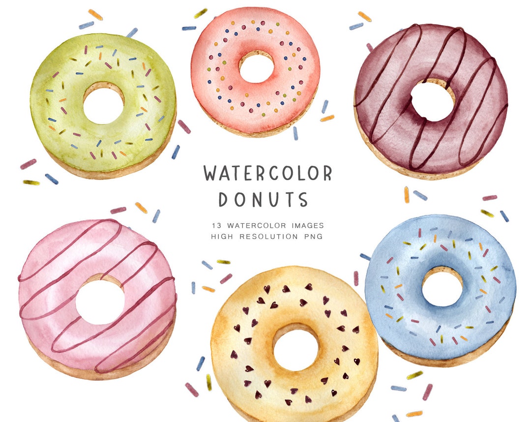 Watercolor Donuts Clipart, Donuts PNG, Chocolate Donuts, Valentine's ...