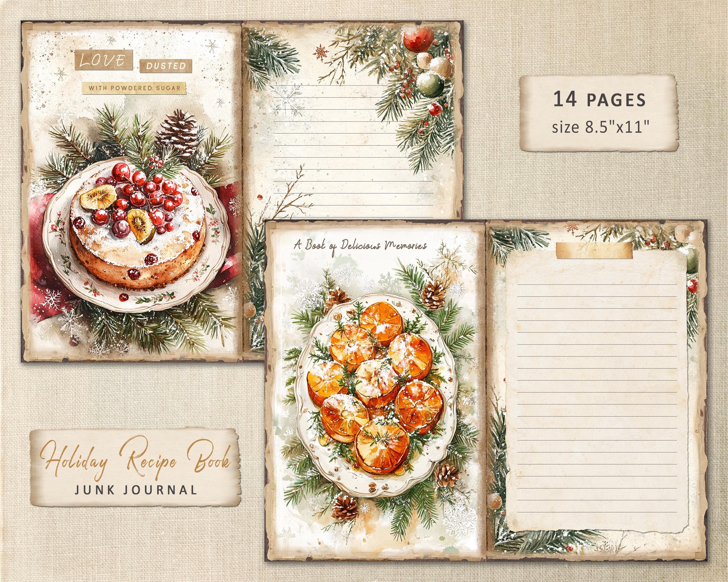 Holiday Recipe Book Junk Journal: Christmas Food Journal, Winter ...