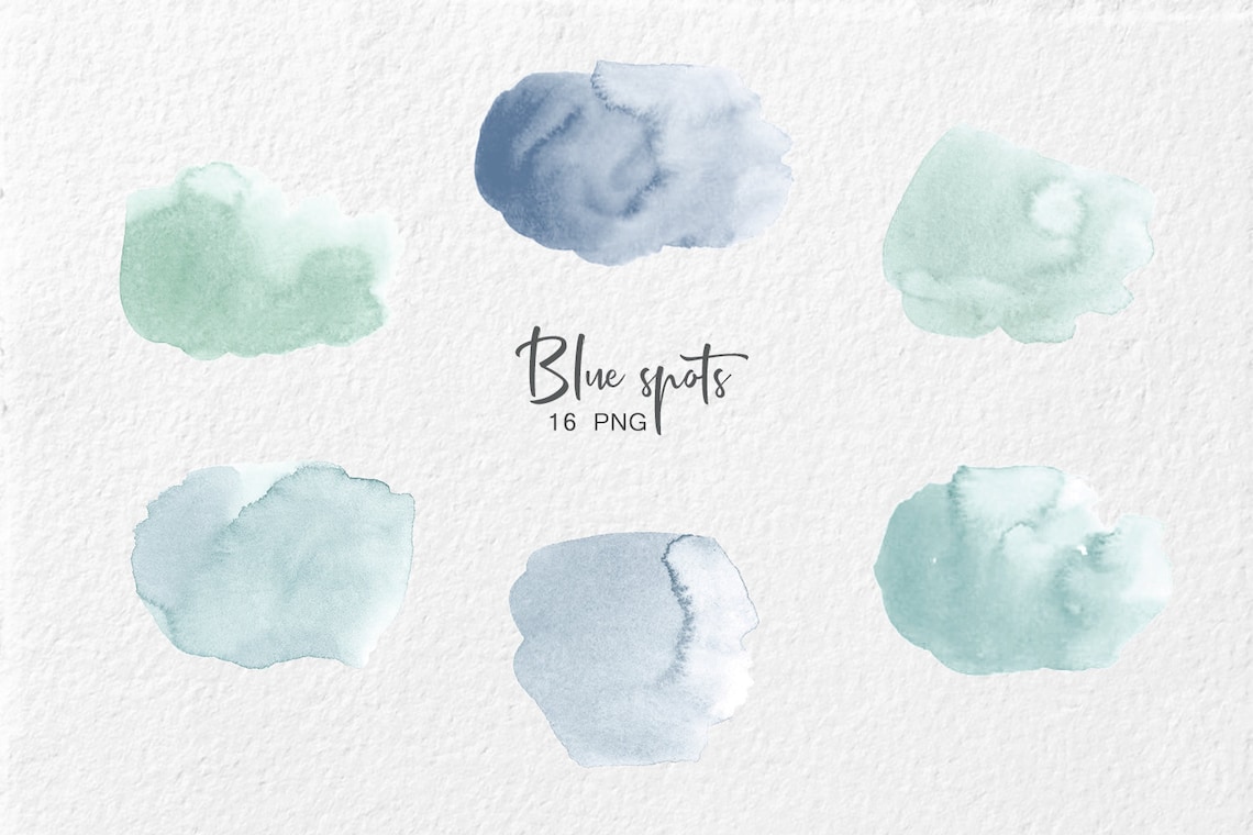 Watercolor Spots Clipart, Blue Splashes, Watercolor Spots, Blue ...