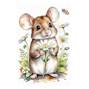 Cute Mouse Clipart, Forest Animal JPG, Card Making (digital Download ...
