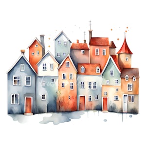 10 Scandinavian Houses, House Clipart, Card Making, High Quality JPG ...