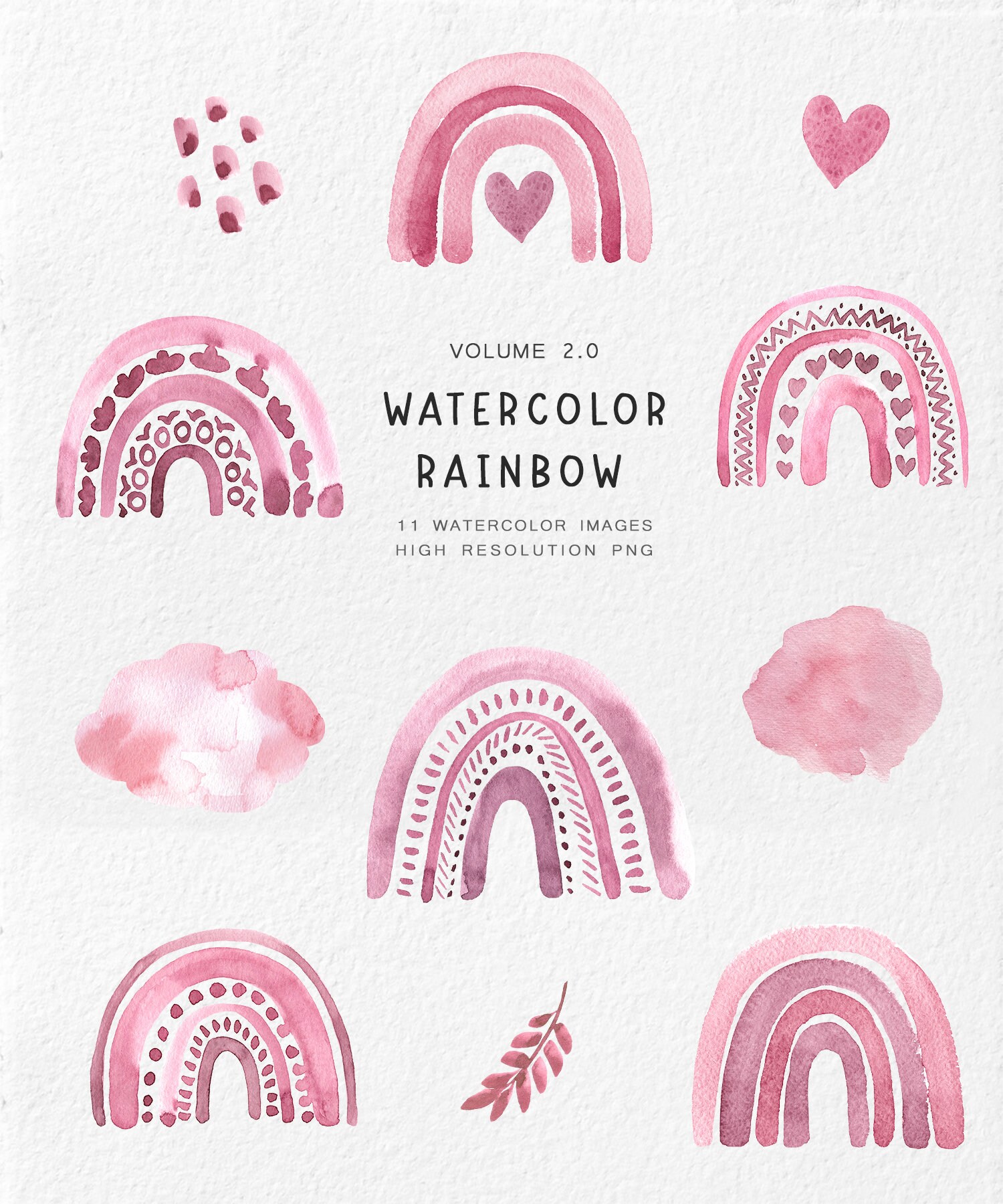 Watercolor Pink Rainbow Clipart Rainbow PNG Baby Shower - Etsy