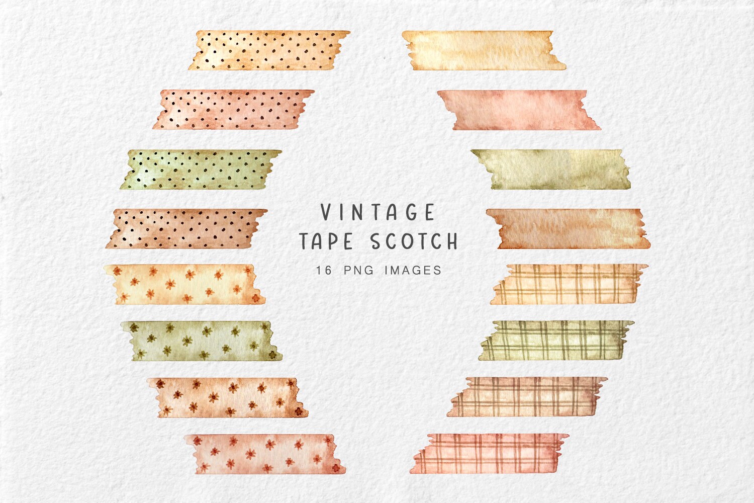 Vintage Washi Tape Clipart, Old Tape Scotch, Scotch PNG, Watercolor ...