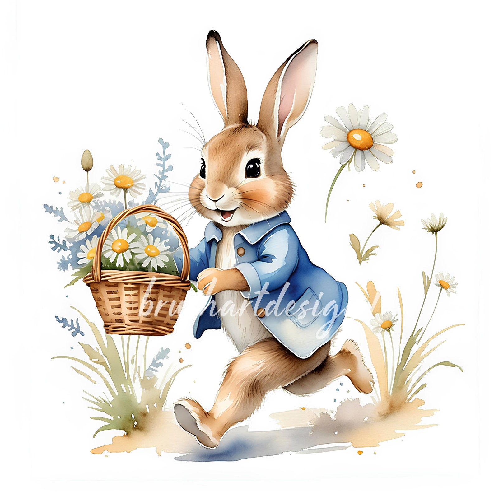 12 Peter Rabbit and Daisies Clipart, Beatrix Potter Style (JPG) - Etsy
