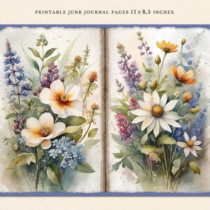 Spring Wildflowers- 10 Junk Journal Pages Kit, Floral Journal Page ...