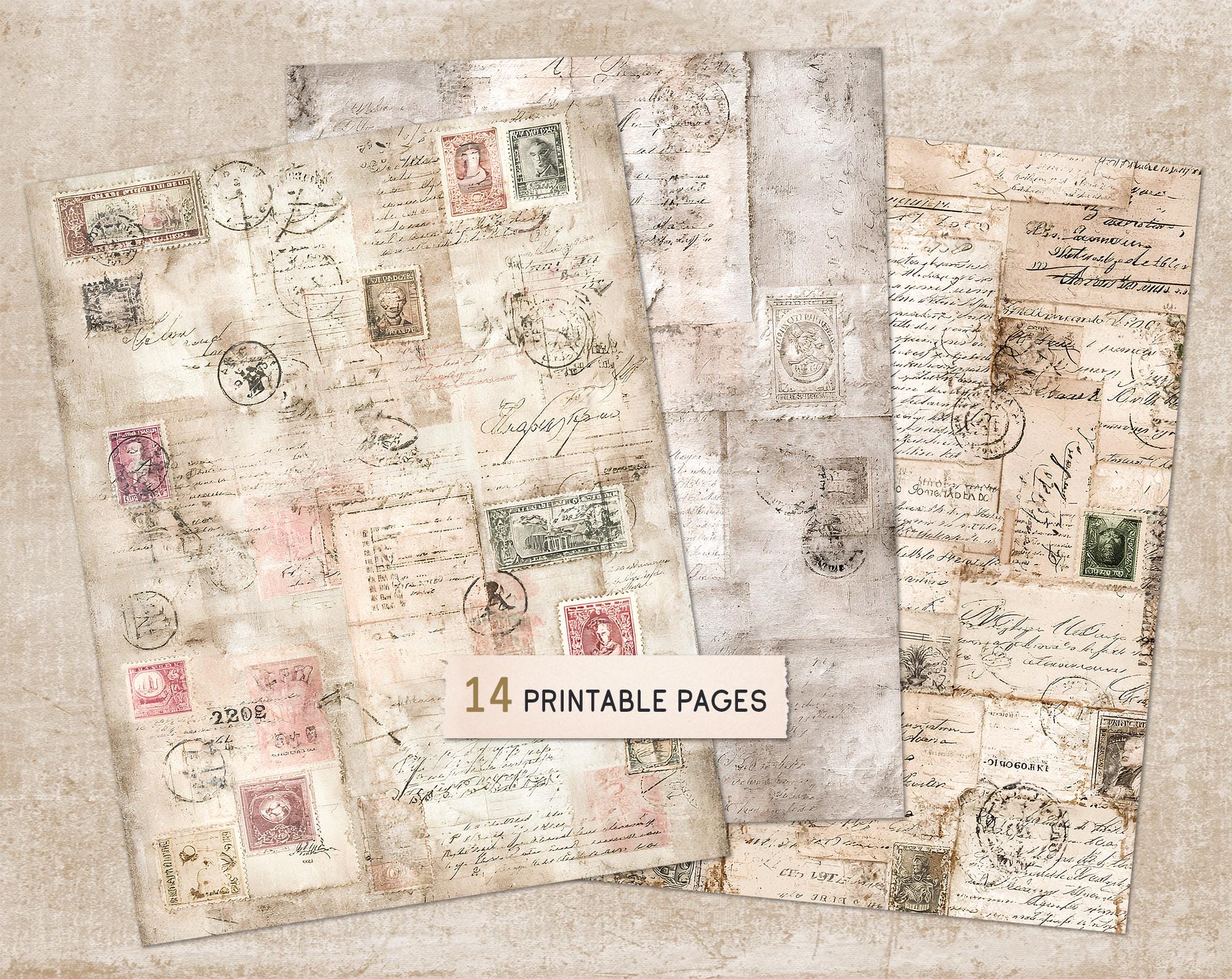 Neutral Vintage Letter Paper: Postal Ephemera for Scrapbooking, Collage ...