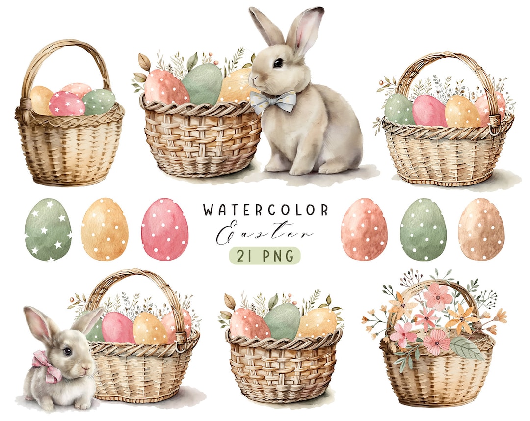 Easter Clipart Rabbits, Easter Eggs Png, Easter Decor, Easter Bunnies ...