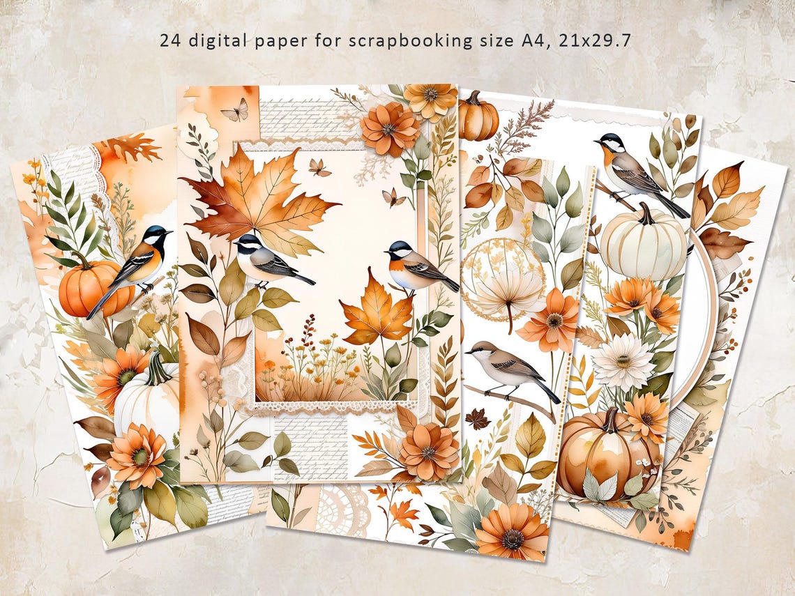 A4 Autumn Breeze-2 Paper Set, Autumn Watercolor Journal Pages ...
