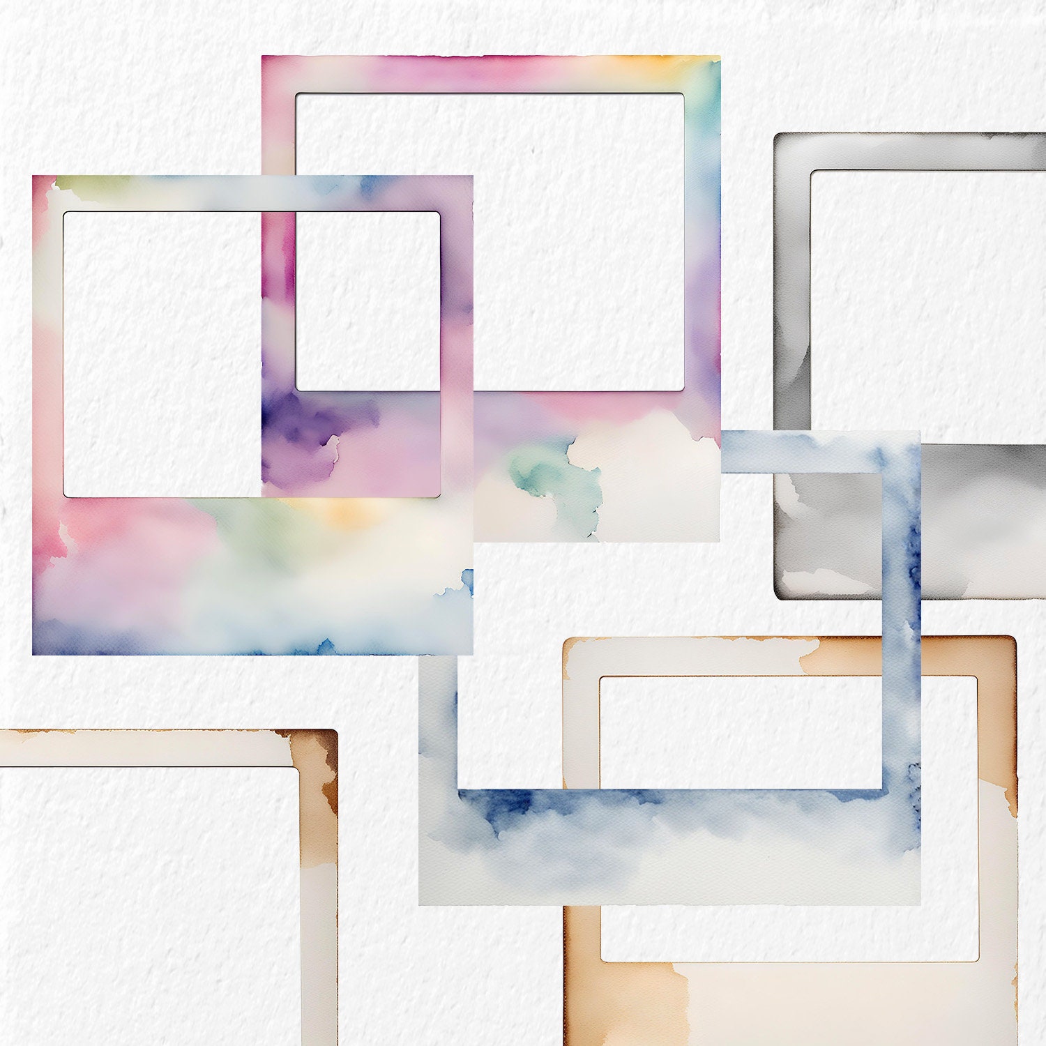 Polaroid Frames Clipart- 21PNG, Watercolor Photo Frame Clipart ...