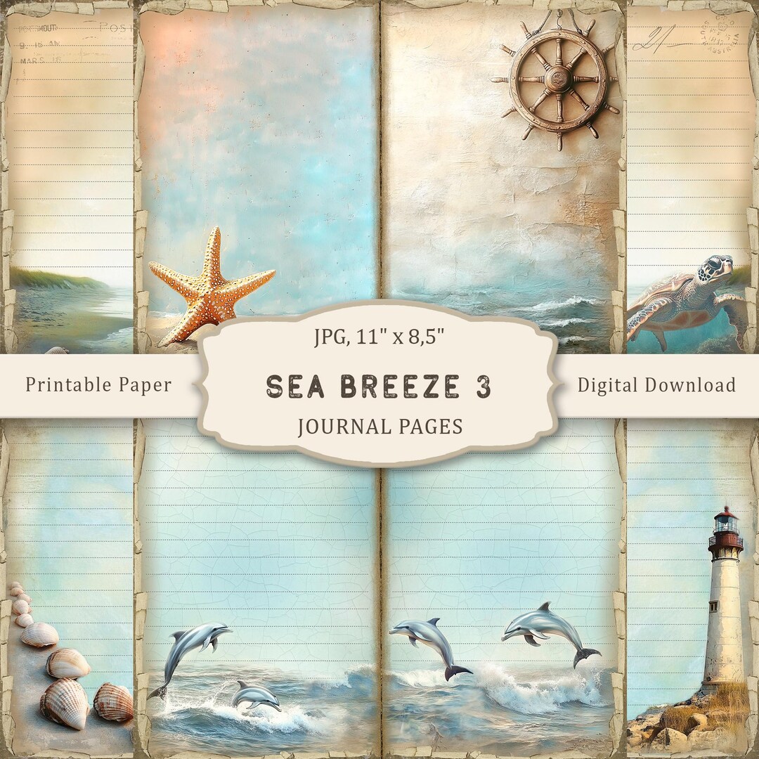 Sea Breeze #3 Junk Journal Kit: Marine Ephemera, Beach Collage ...