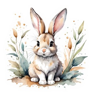 11 Cute Rabbit, Bunny Watercolor Clipart, Forest Animal, Card Making ...