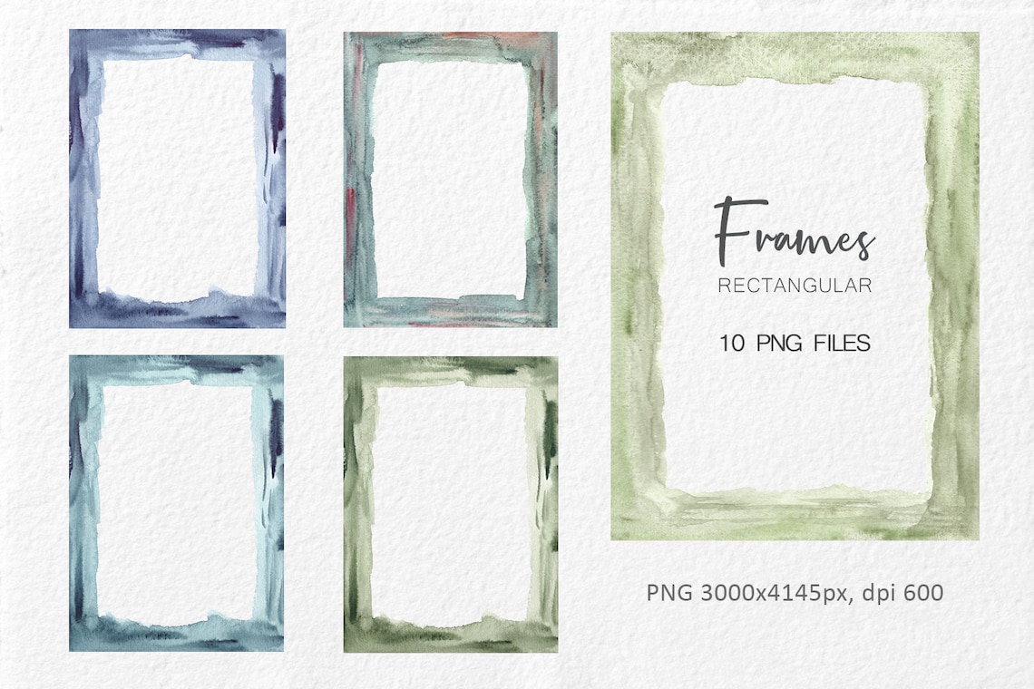 Watercolor Rectangular Frames Clipart, Color Pastel Frames, Photo ...