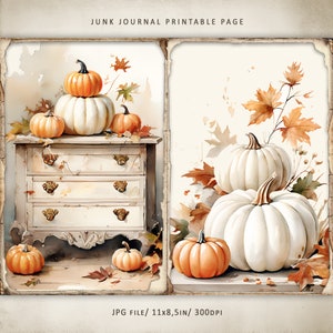 Rustic Autumn-1 Junk Journal Kit, Autumn Pumpkin Printable Pages ...