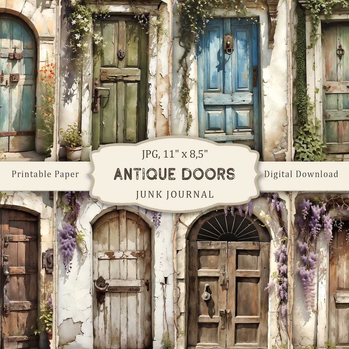 Wooden Doors Junk Journal Kit, Antique Doors Journal, Vintage Door ...