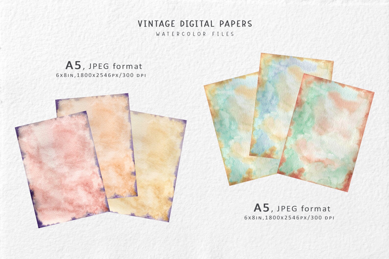 Vintage Digital Paper, Vintage Background, Watercolor Background ...